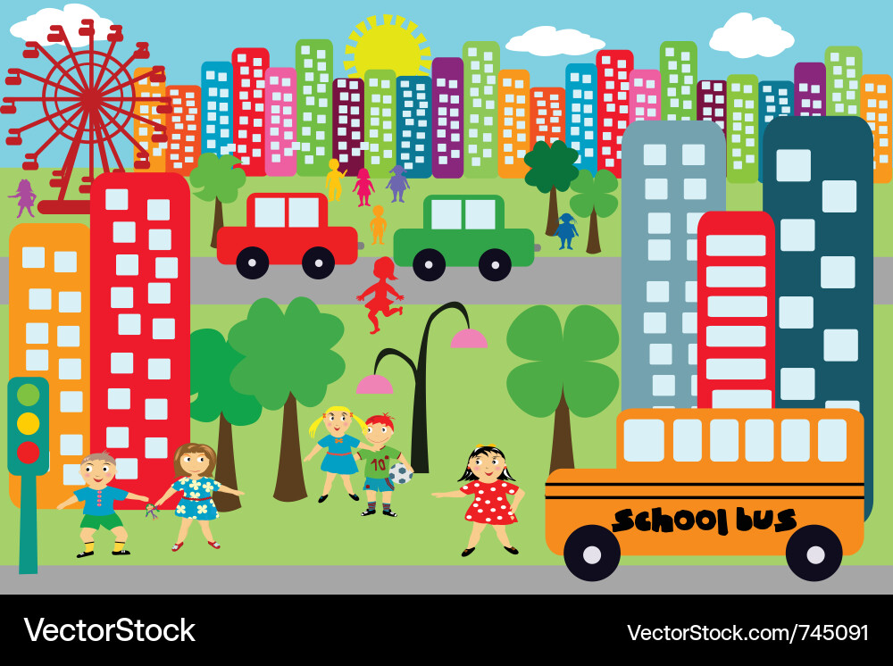 Doodle city for children Royalty Free Vector Image