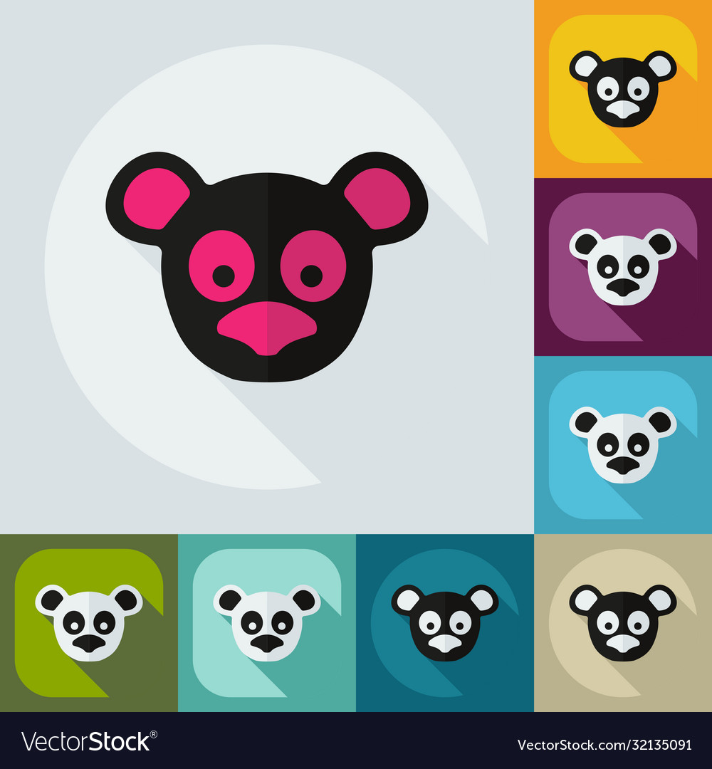 Flat modern design with shadow icons pandas Vector Image