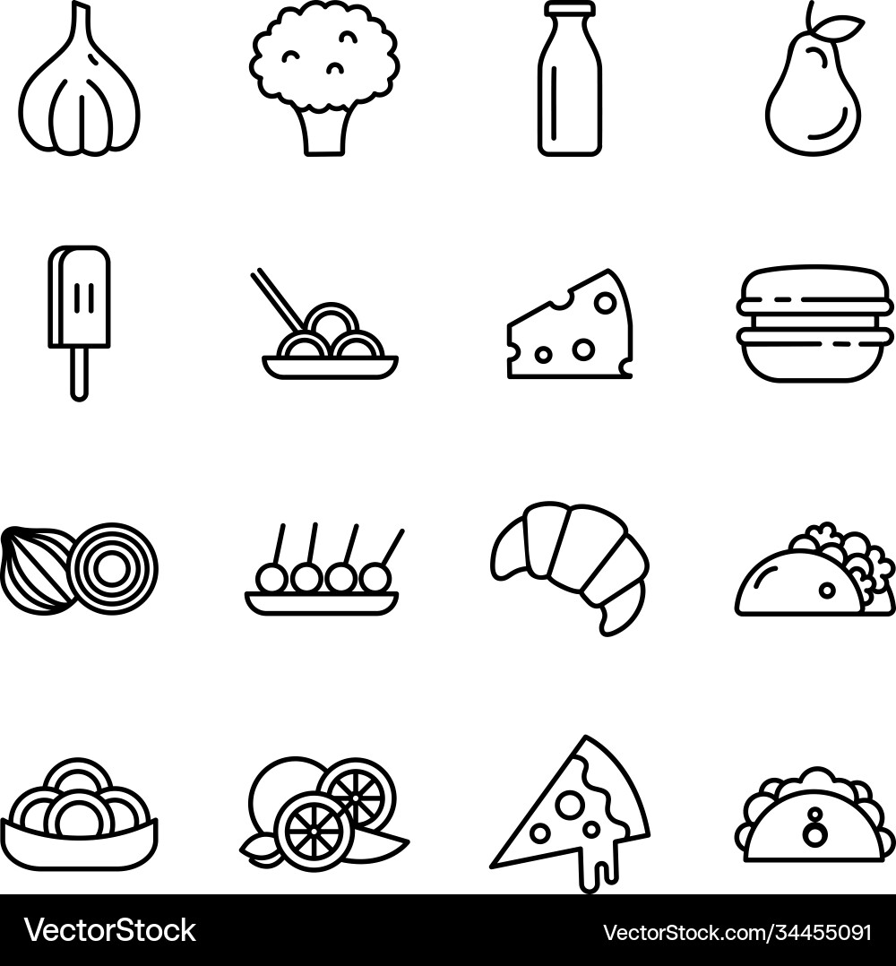 Food line icons pack Royalty Free Vector Image