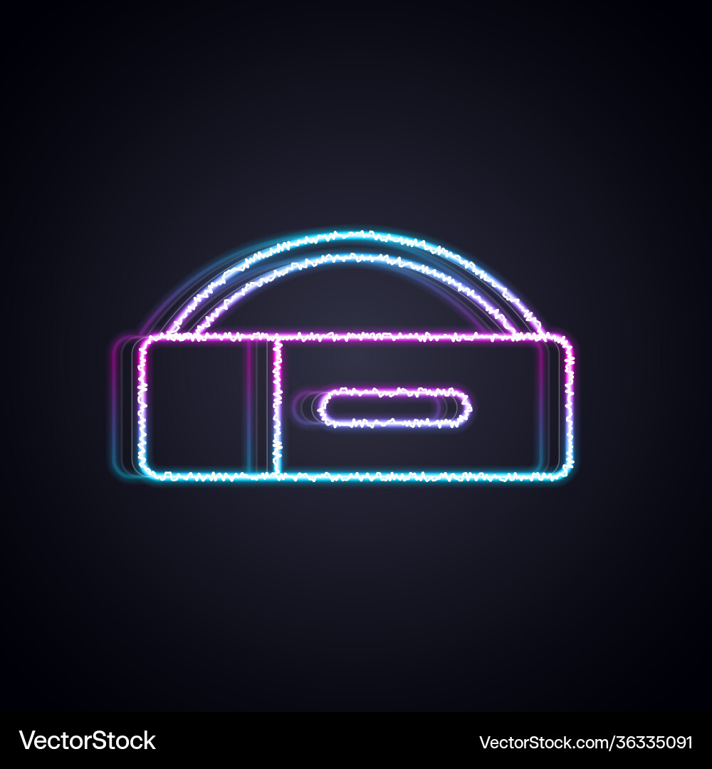 Glowing neon line case for billiard cue icon Vector Image