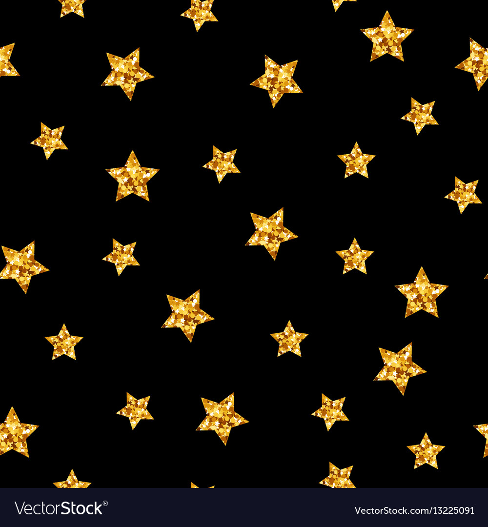 Gold glitter stars seamless pattern Royalty Free Vector