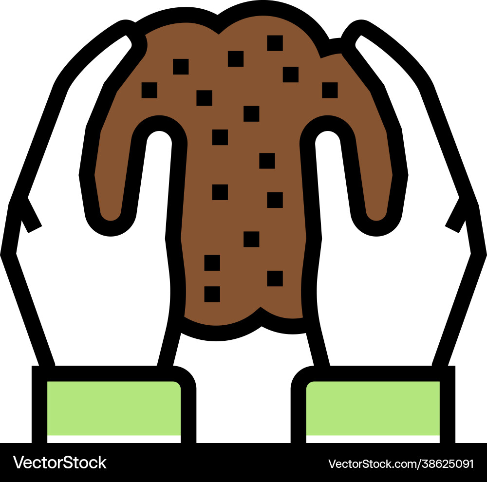 Hands holding soil in color icon Royalty Free Vector Image