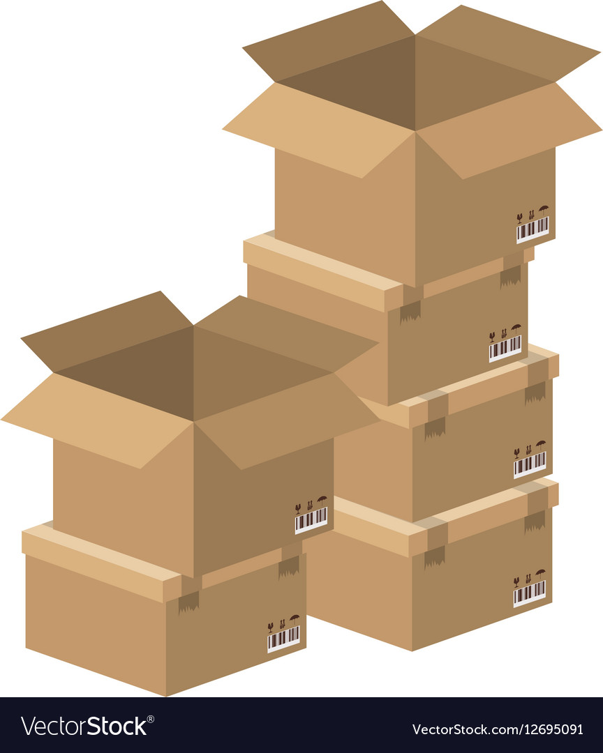 Multiple boxes stacked and opened Royalty Free Vector Image