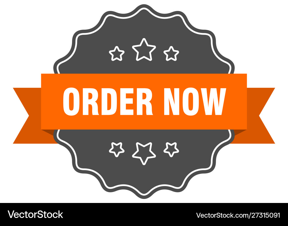 Order now isolated seal orange label Royalty Free Vector