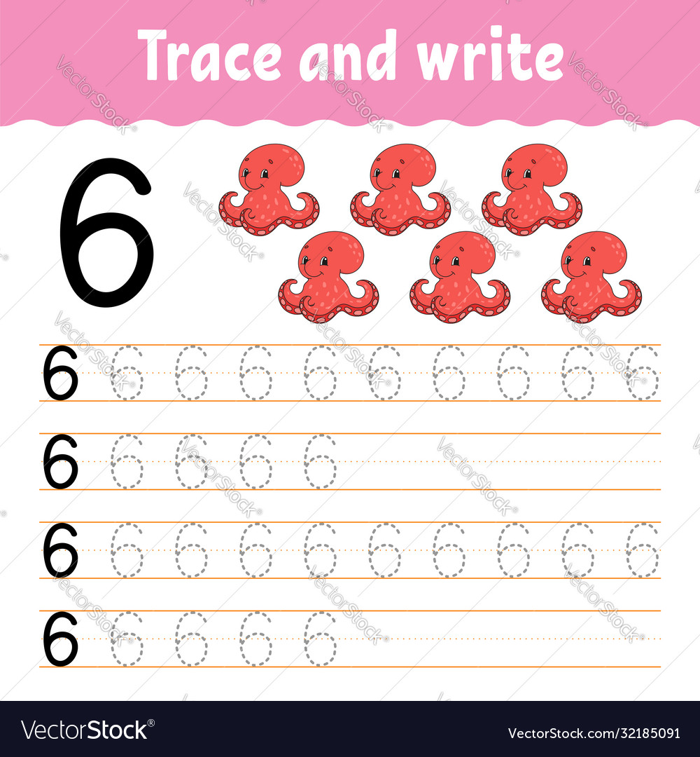 Trace and write handwriting practice learning Vector Image