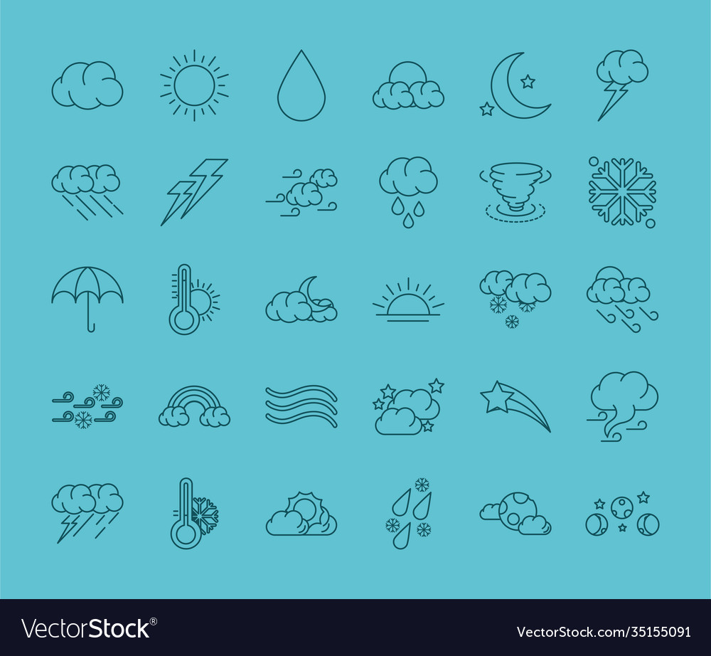 Weather rainbow sun and clouds stickers poster Vector Image
