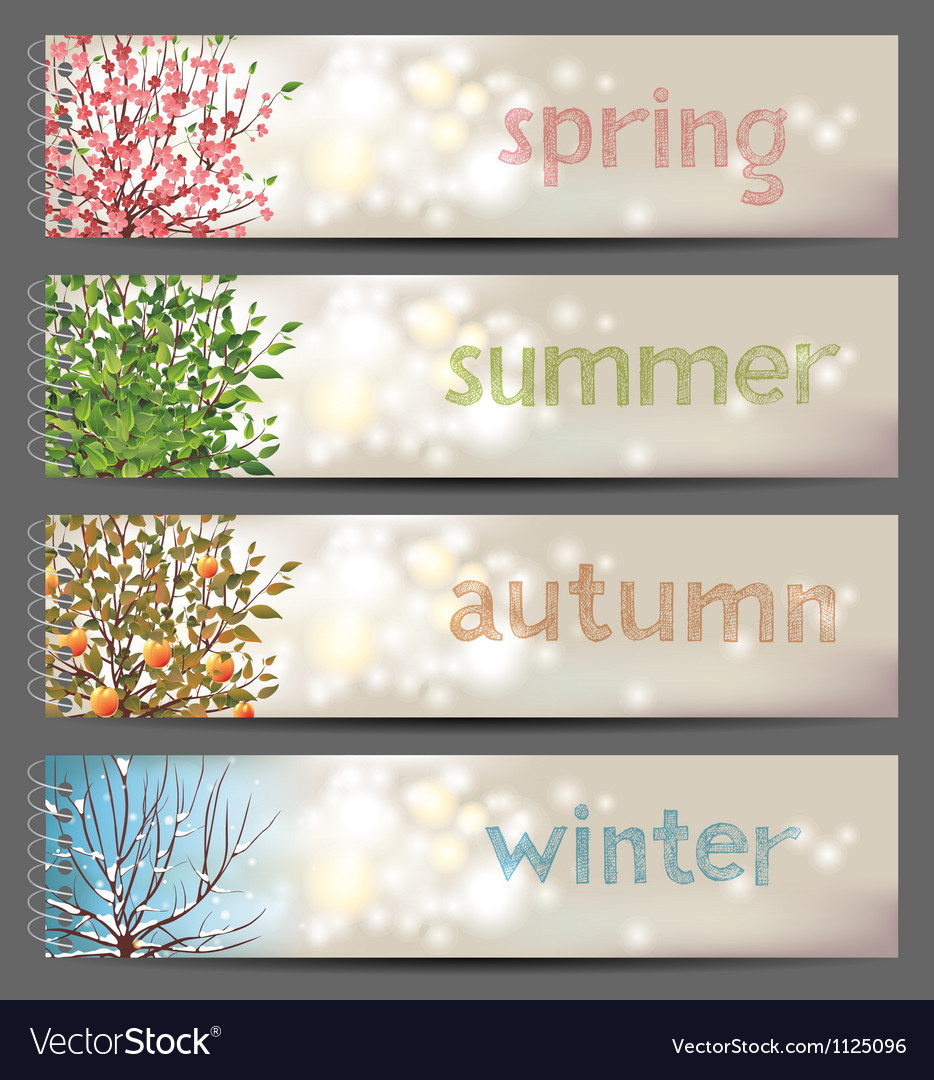 4 seasons horizontal banners Royalty Free Vector Image
