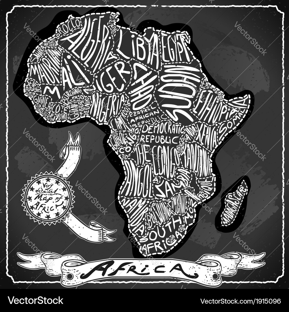 Africa map on vintage handwriting blackboard Vector Image