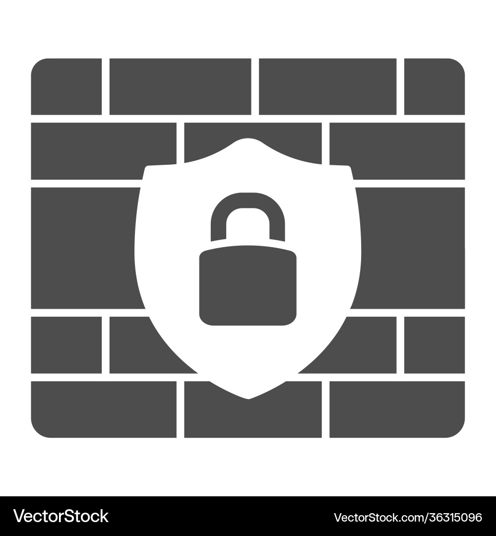 Brick wall and security emblem with lock solid Vector Image