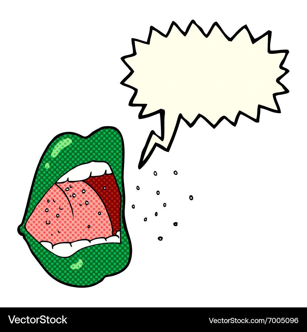 Cartoon sneezing mouth with speech bubble Vector Image