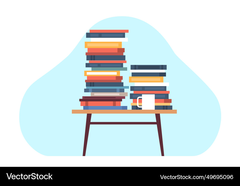 Coffee table with stacks of books Royalty Free Vector Image