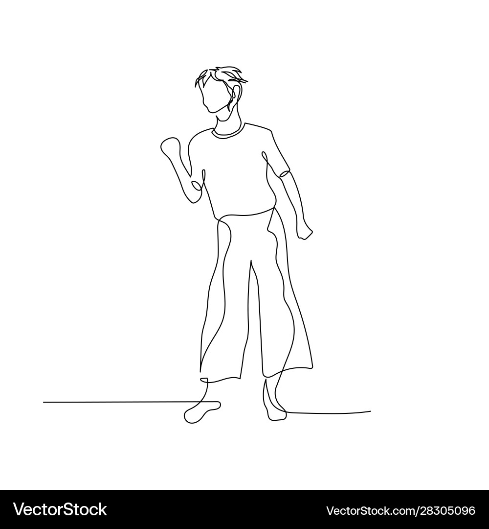 Continuous one line dancing woman with short Vector Image