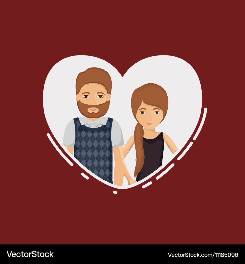 Couple cartoon inside heart design Royalty Free Vector Image