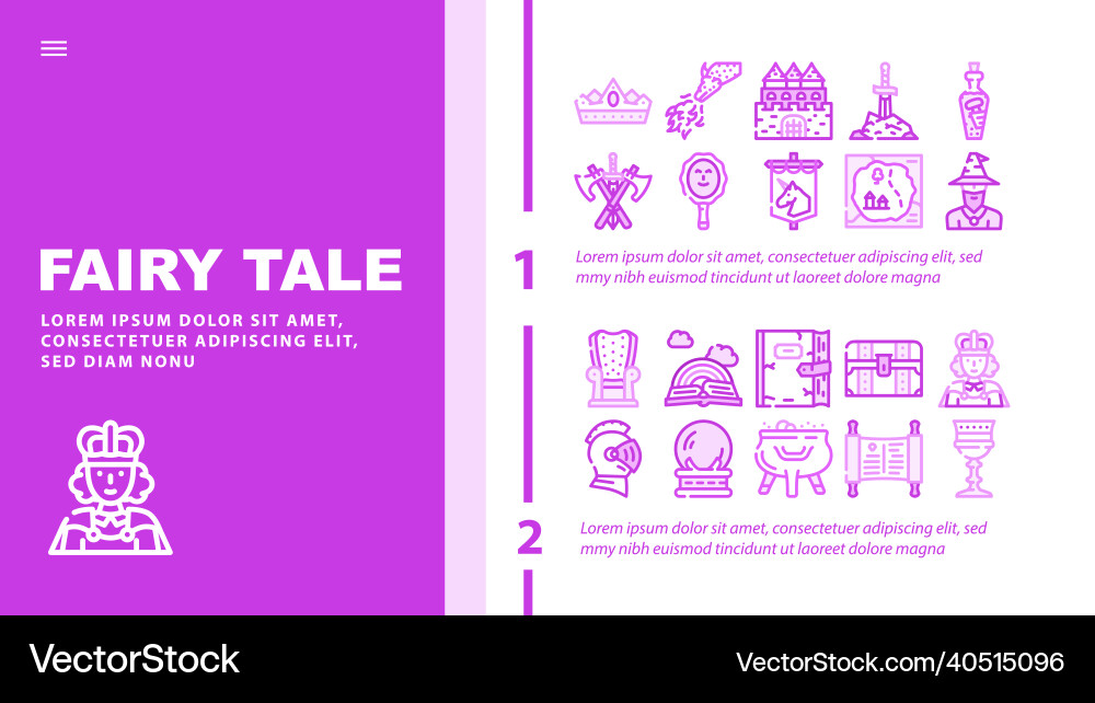 Fairy tale story medieval book landing header Vector Image
