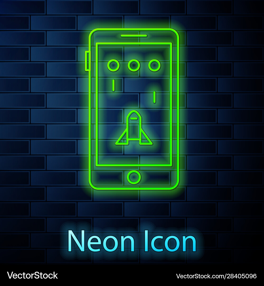 Glowing neon line smartphone and playing in game Vector Image