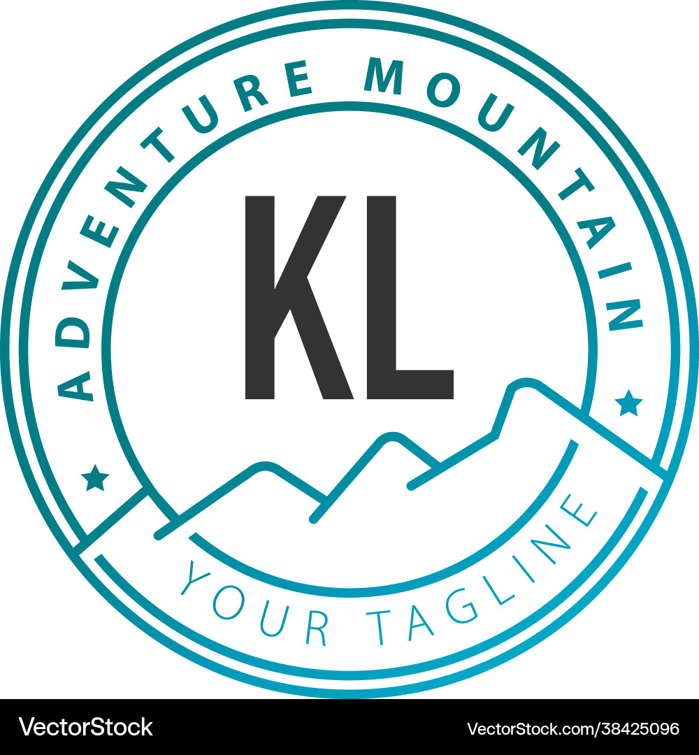Initial letter kl adventure mountain logo design Vector Image