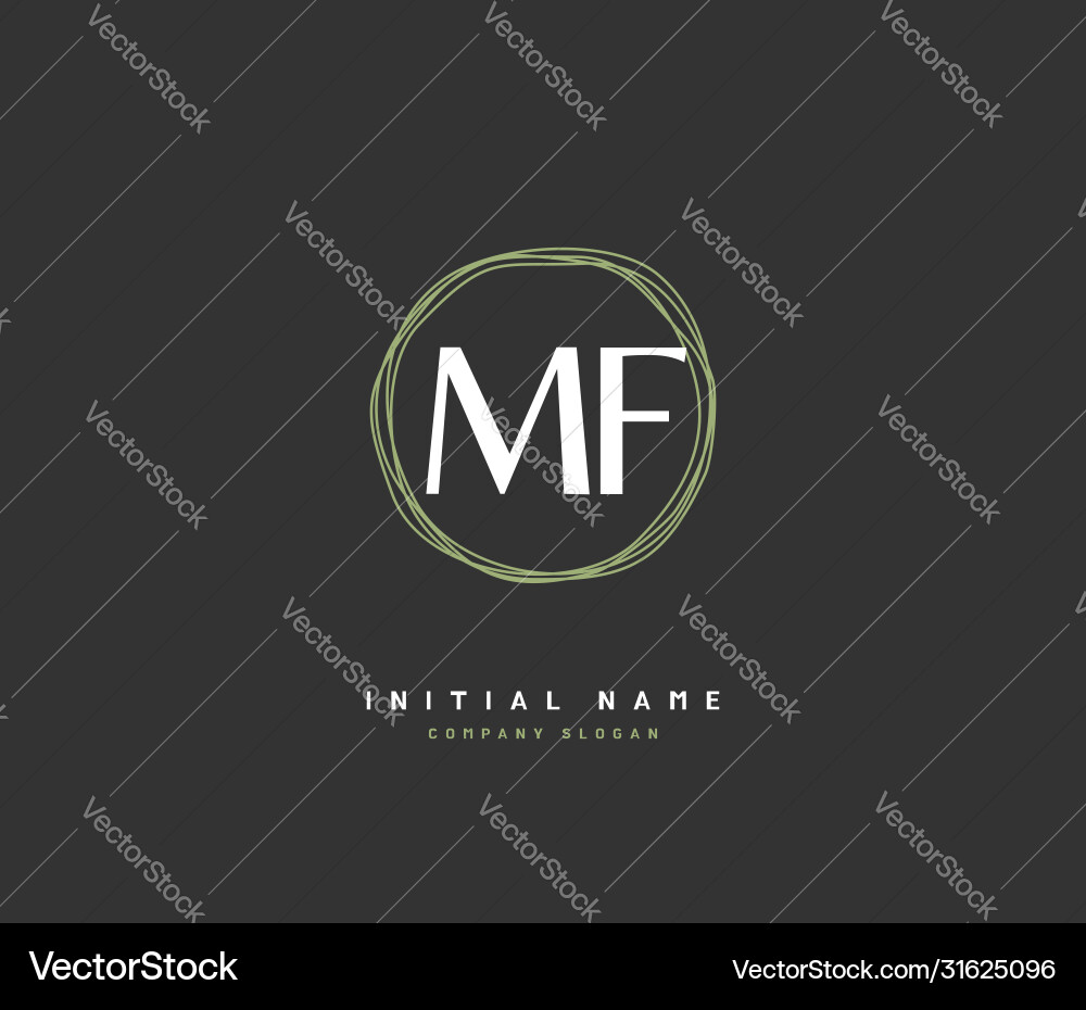 M f mf beauty initial logo handwriting Royalty Free Vector