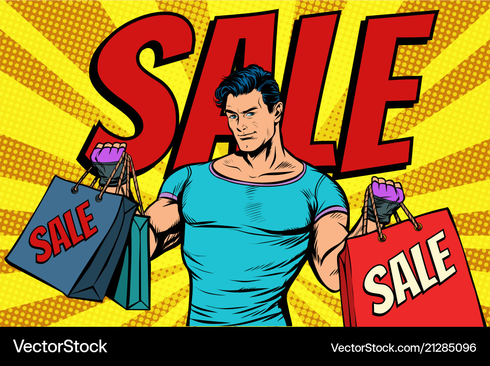 Man with bags on sale Royalty Free Vector Image