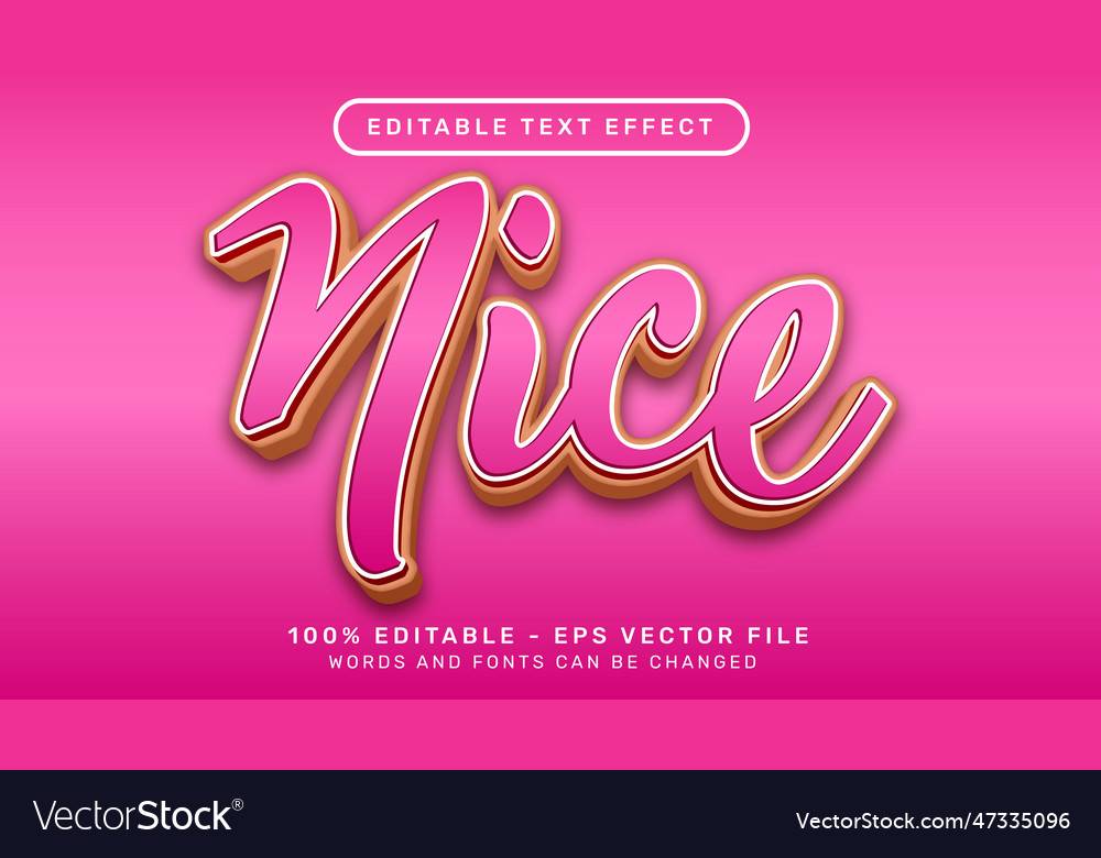 Nice 3d text effect and editable text effect Vector Image