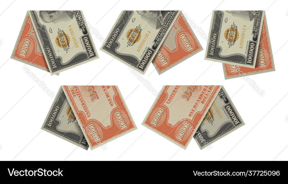 Samples set rare curved us paper money Royalty Free Vector