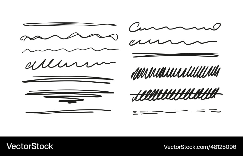 Set of modern scribble doodles swirls waves Vector Image