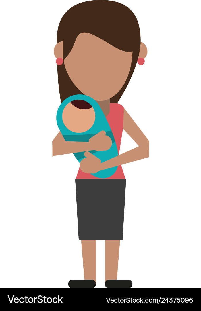 Single mom with baby in arms Royalty Free Vector Image