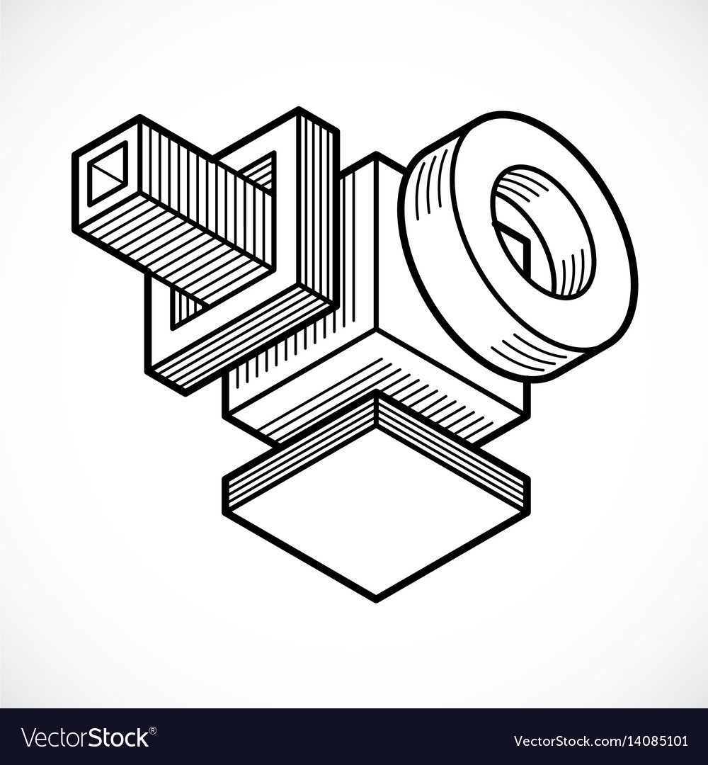 3d engineering abstract shape made using cubes Vector Image