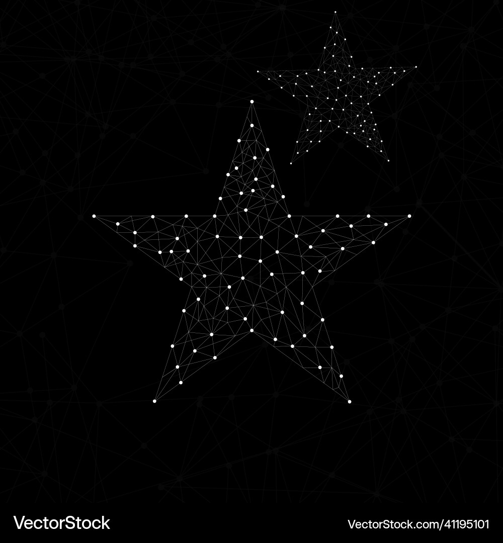 Abstract glowing stars with polygon line and dots Vector Image