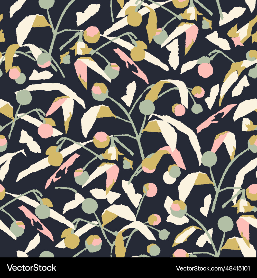 Berry leaf seamless pattern Royalty Free Vector Image