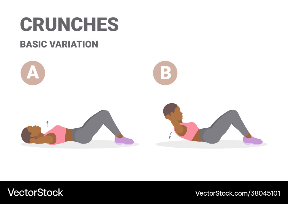 Black girl doing crunch home workout exercise Vector Image