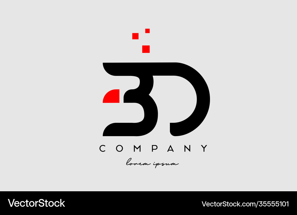 Black red bd b d alphabet letter logo icon Vector Image