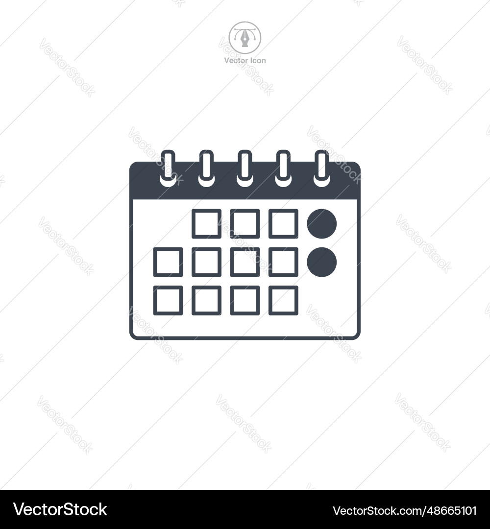 Calendar icon symbol isolated on white background Vector Image