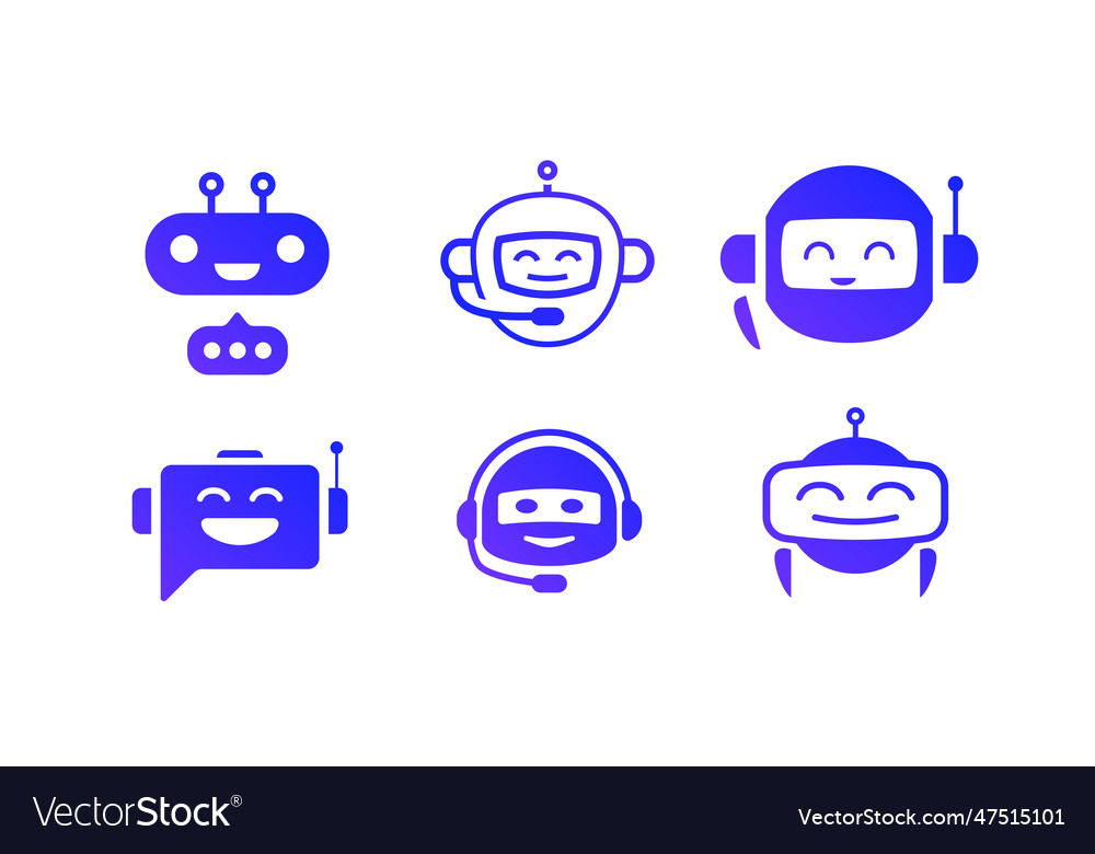 Chat bot icon set isolated on white Royalty Free Vector