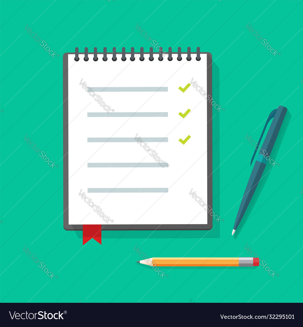 Diary paper notepad or notebook flat Royalty Free Vector