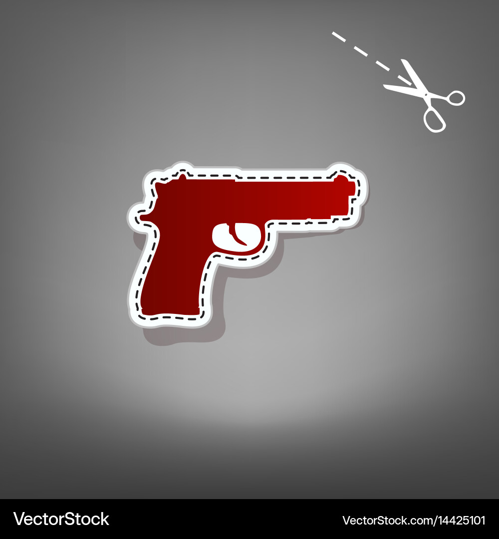 Gun sign red icon with for Royalty Free Vector Image