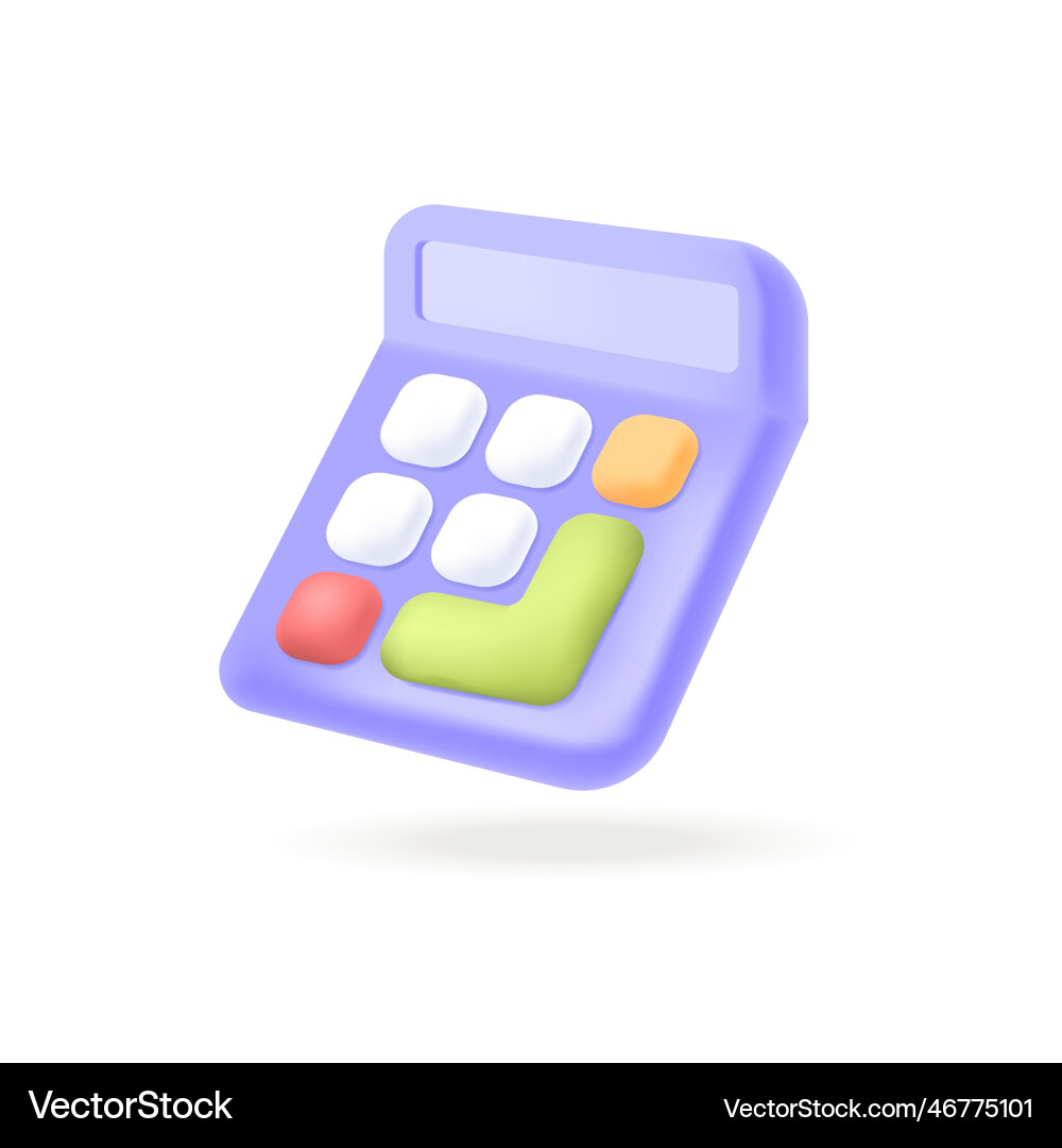 Purple calculator for school or work 3d icon Vector Image