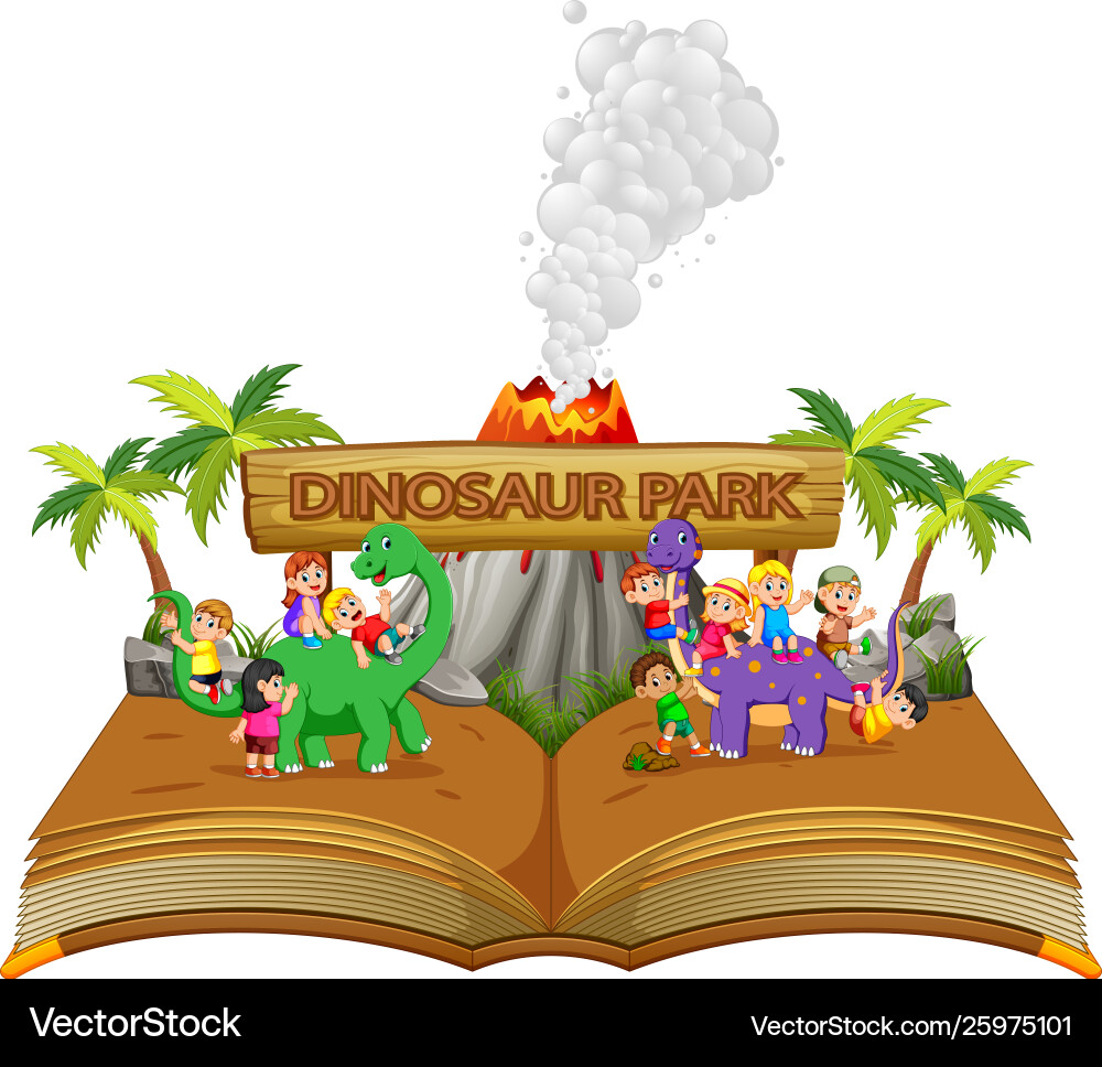 Storybook with children playing Royalty Free Vector Image