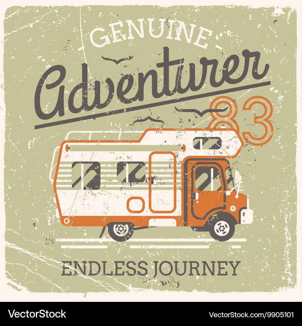 Vintage adventurer summer poster Royalty Free Vector Image