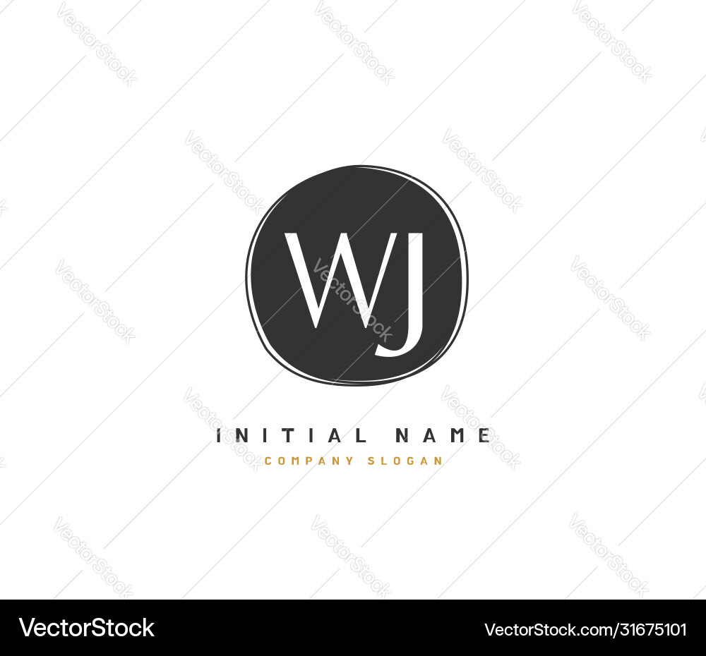 W j wj beauty initial logo handwriting logo Vector Image