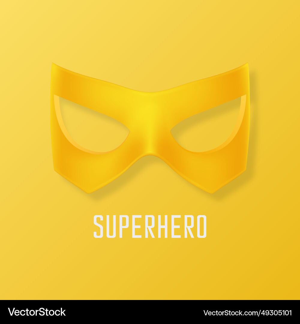 Yellow super hero mask face character Royalty Free Vector