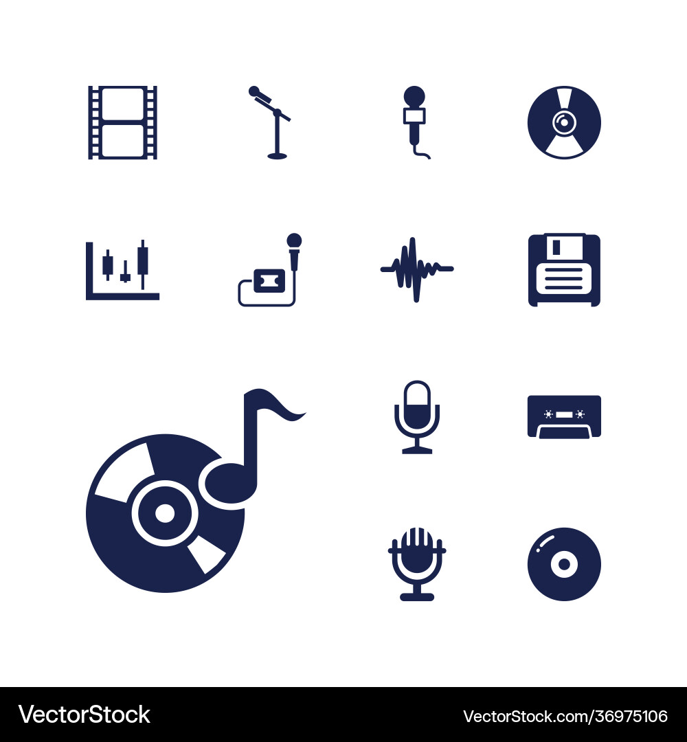 13 record icons Royalty Free Vector Image - VectorStock