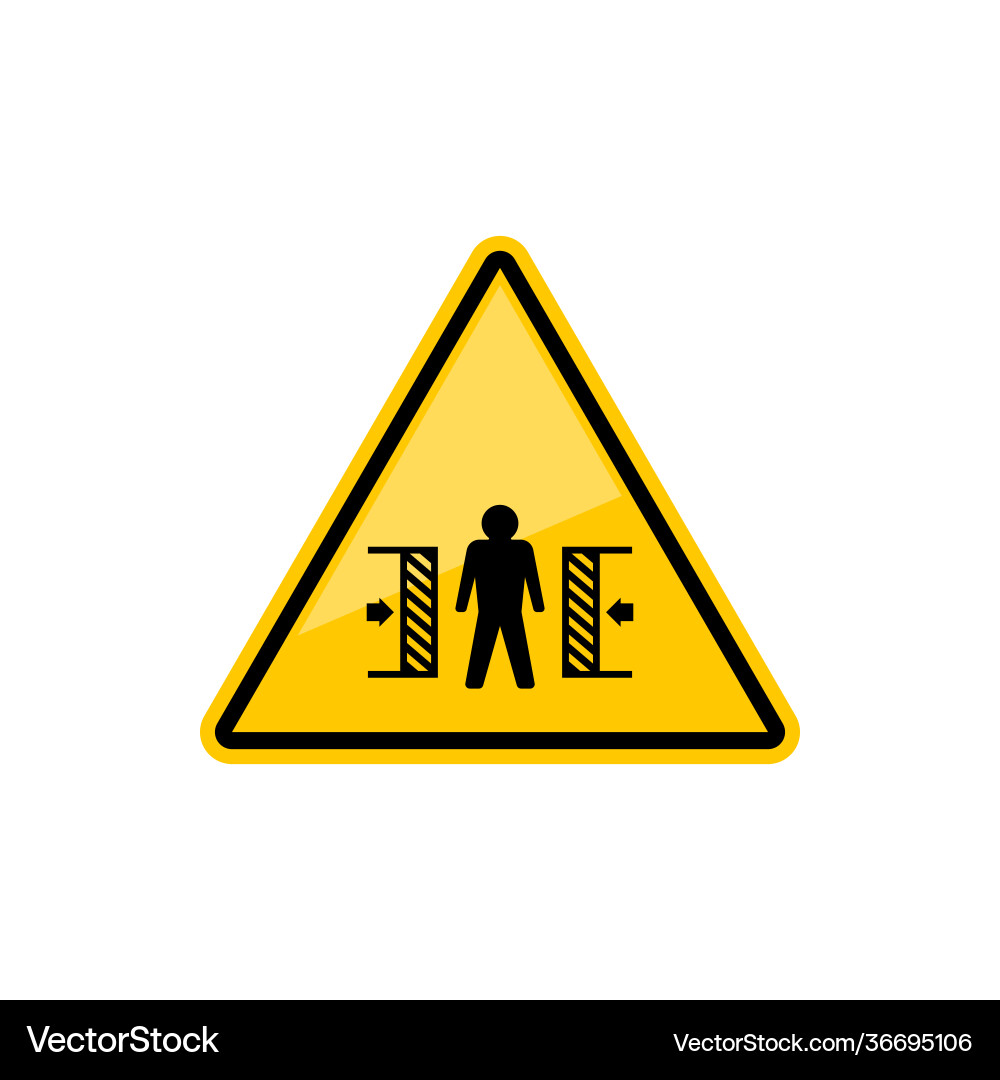 Beware crashing in machine warning accident sign Vector Image