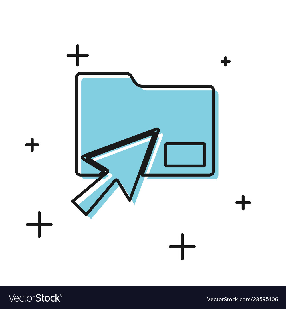 Black cursor click document folder icon isolated Vector Image