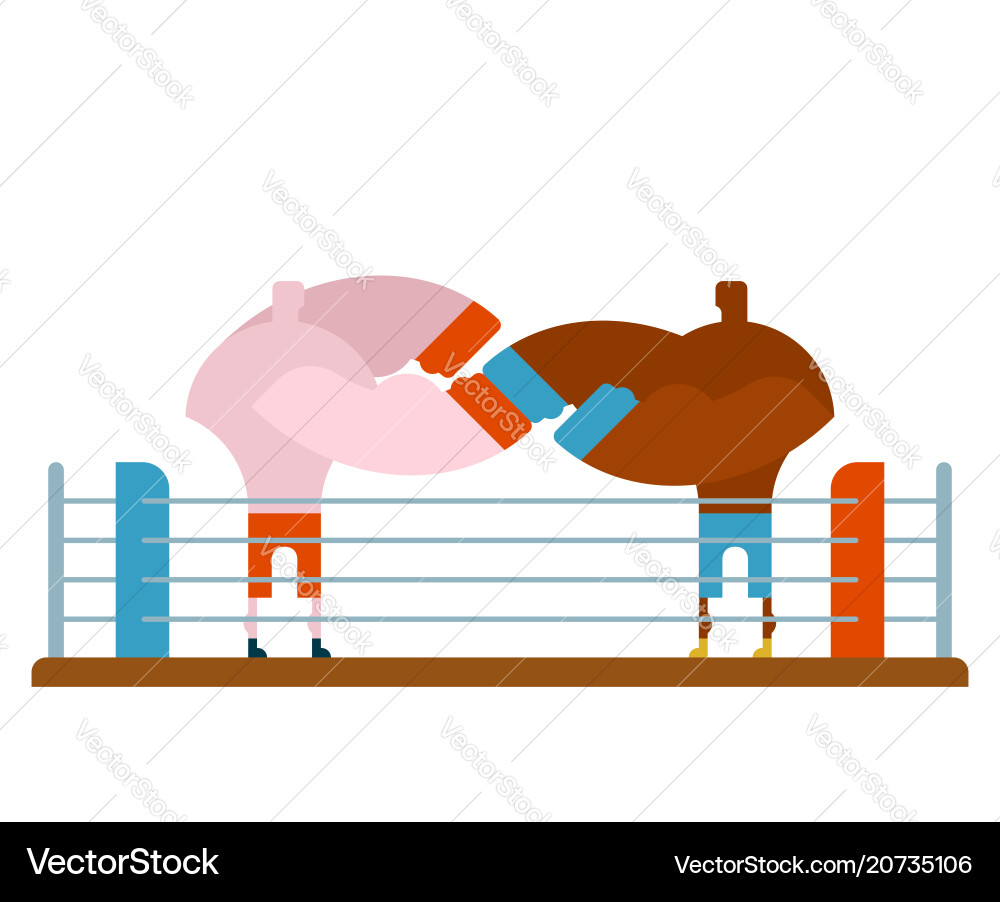 Boxing fight in ring two fighters box athletes Vector Image