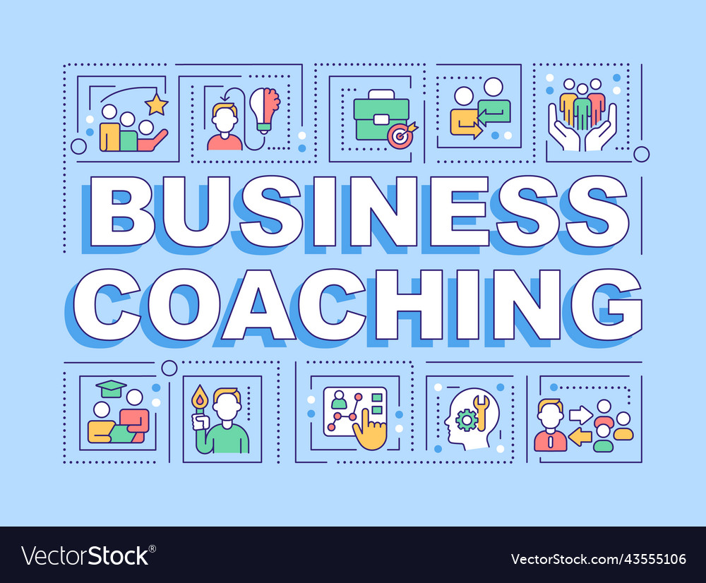 Business coaching word concepts blue banner Vector Image
