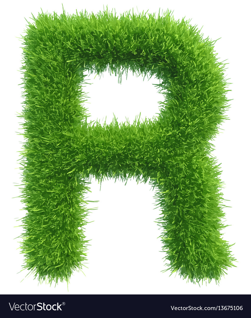 Capital Letter R From Grass On White Royalty Free Vector