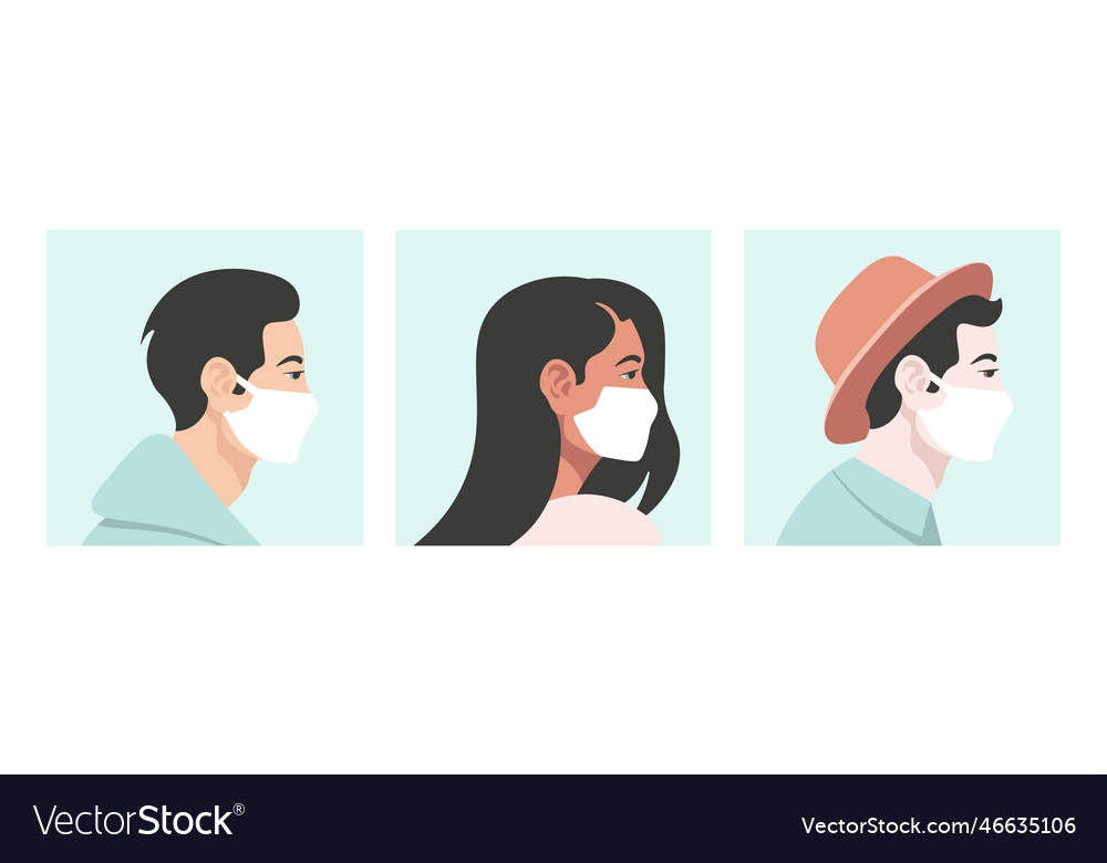 Covid 19 people wearing protective masks man Vector Image