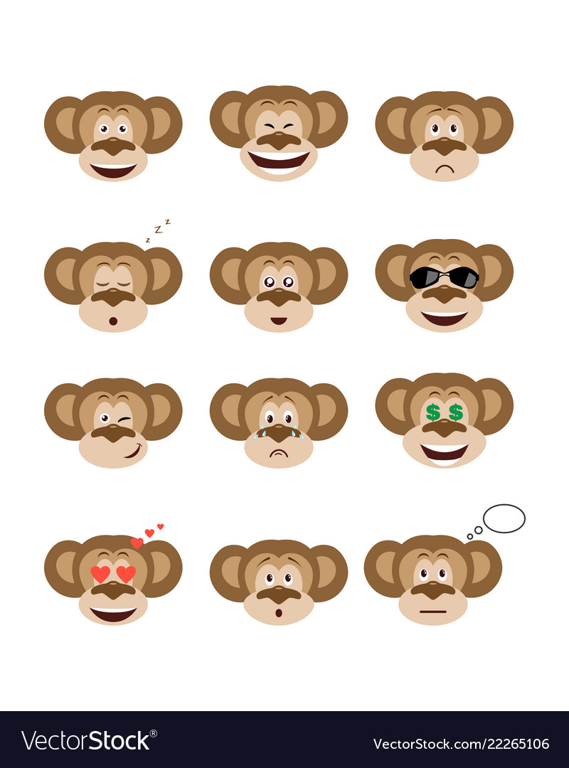 Emotions monkey set Royalty Free Vector Image - VectorStock
