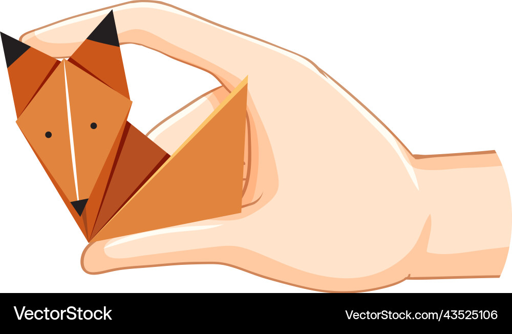 Human hand holding fox origami isolated Royalty Free Vector