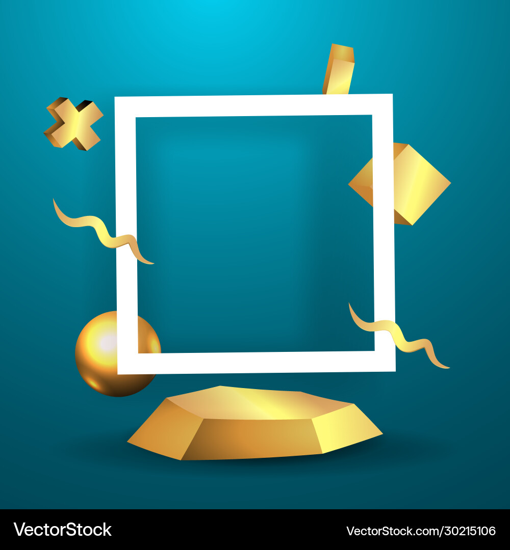 Metallic golden stage with floating geometrical Vector Image